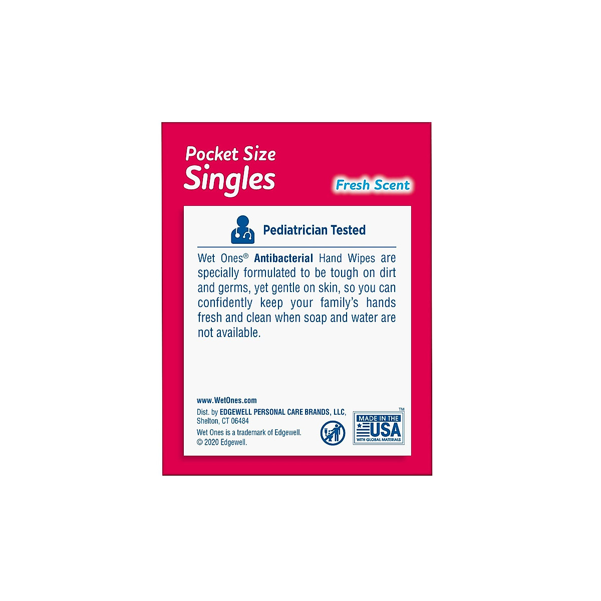 Wet Ones Singles Antibacterial Cleansing Wipes - 1 Box of 24 Singles