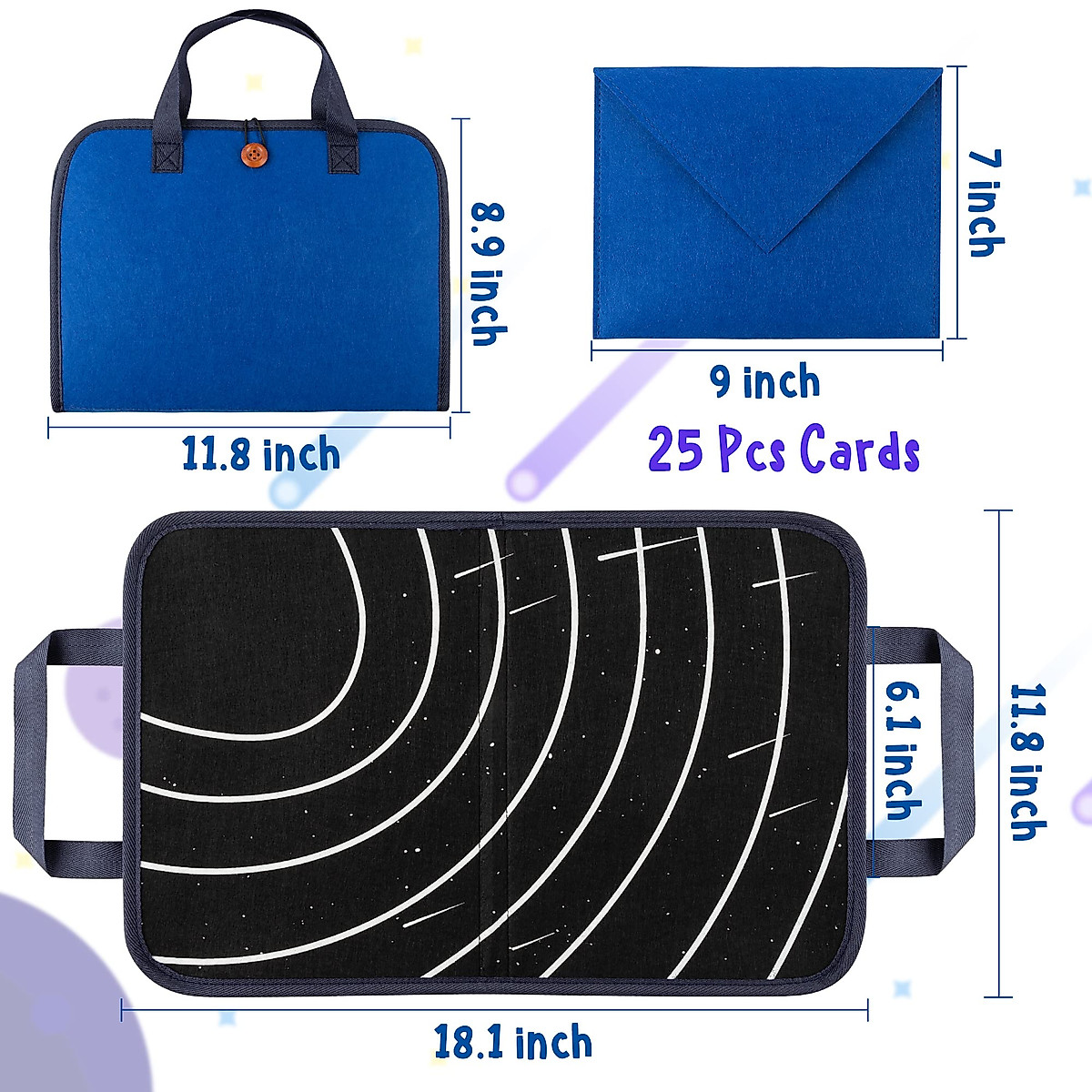 WATINC 25Pcs Outer Space Travel Felt-Board Story Set Portable Felt Board Solar System Universe Storytelling Planets Astronaut Galaxy Themed Preschool Early Learning Interactive Play Kit for Toddlers