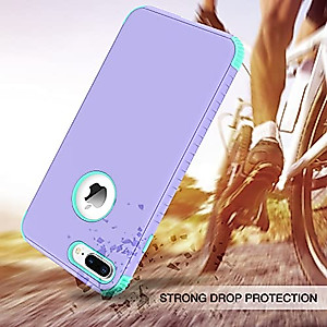 BENTOBEN iPhone 8 Plus Case, iPhone 7 Plus Case, 2 in 1 Slim Hybrid Shockproof Hard PC Bumper Rugged Drop Protective Phone Case Cover for iPhone 8 Plus / 7 Plus 5.5 inch, Purple/Green