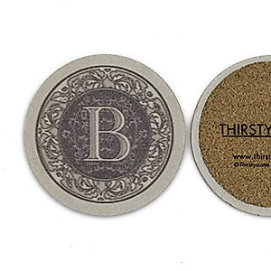 Thirstystone Monogram Letter B Absorbent Sandstone Coaster 4-Pack Made in The USA Decorative, Absorbent, Easily Wipes Clean