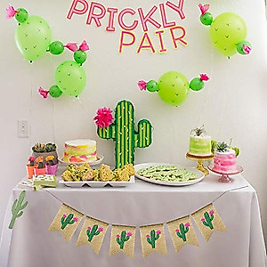 Uniwish Cactus Burlap Banner Garland Summer Hawaiian Green Theme Baby Shower Birthday Party Decorations Mexican Fiesta Festival Décor