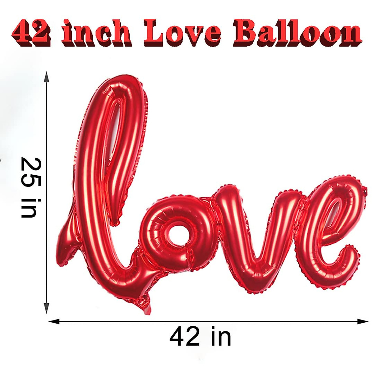 42 Inch Red LOVE Foil Balloons for Valentines Day Decor, 4Pcs Reusable Large Love Mylar Letter Valentines Day Balloons, for Engagement Anniversary Wedding Bridal Shower Valentines Day Decorations