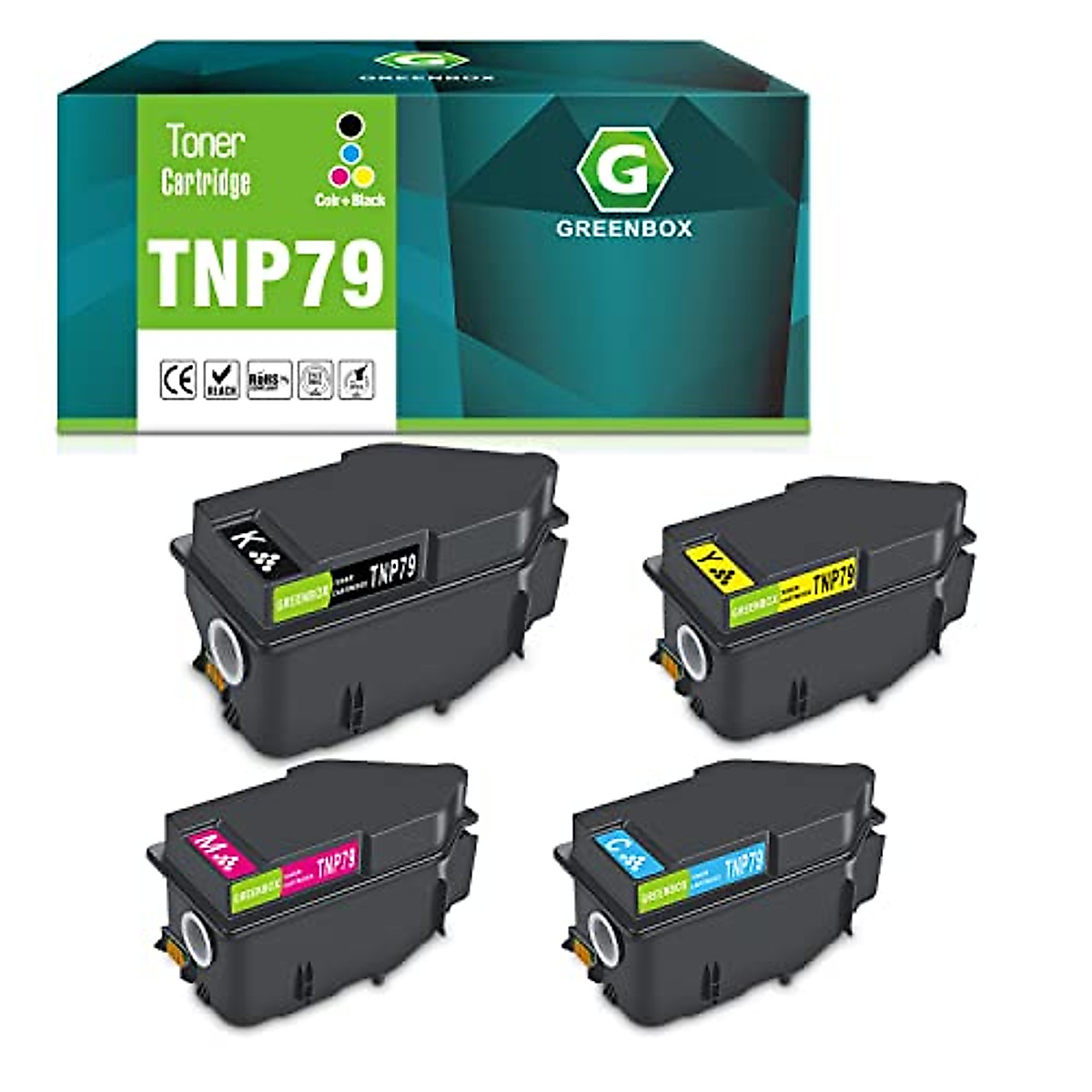 GREENBOX Remanufactured TNP79 Toner Cartridge Replacemen for Konica Minolta Bizhub TNP79 AAJW430 AAJW330 AAJW230 AAJW130 for C3350i C4050i Printer(1 Black 1 Cyan 1 Magenta 1 Yellow)
