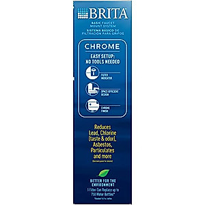 Brita Water Filter for Sink, Faucet Mount Water Filtration System for Tap Water, Reduces 99% of Lead, Chrome