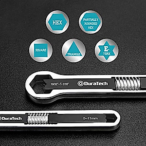 DURATECH Universal Wrench Set, Adjustable Wrench Set, SAE & Metric, 8-inch&10-inch, 44 sizes in 2 Piece, Drop Forged, ANSI standard