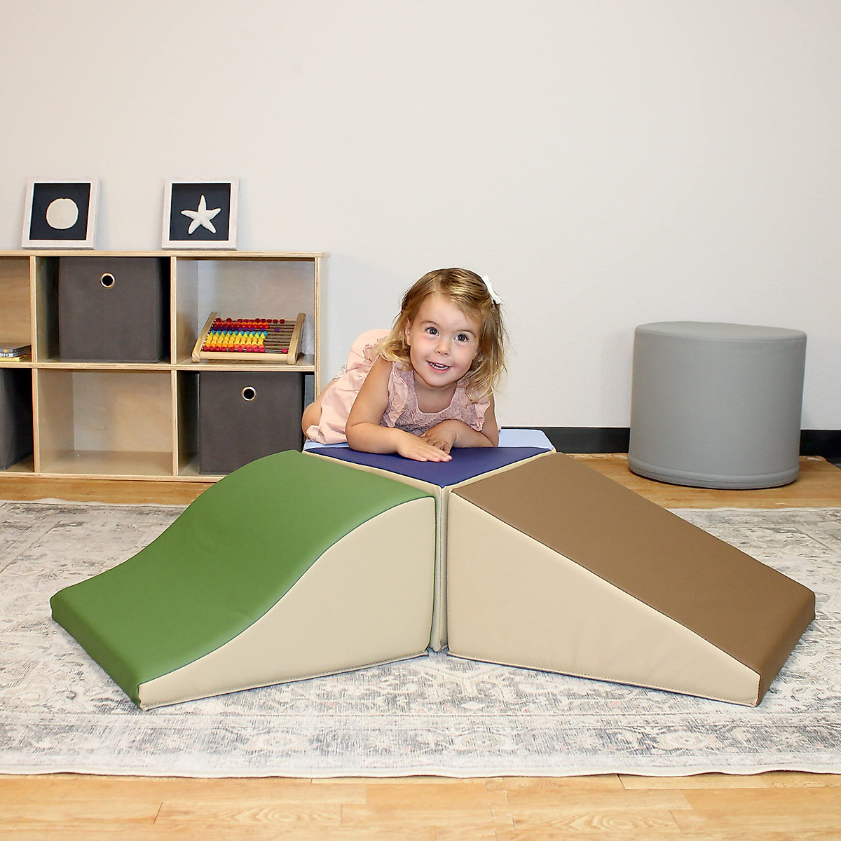 Factory Direct Partners 13799-ET SoftScape Toddler Playtime Junction 360 Climber, Indoor Active Play Structure for Toddlers and Kids (4-Piece) - Earthtone