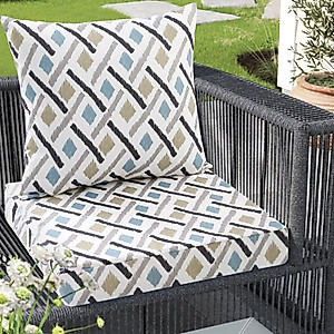 idee-home Outdoor Cushions for Patio Furniture, Outdoor Seat Cushions 24 x 24 with Fade Resistant Waterproof Removable Cover, Deep Seat Replacement Couch Sofa Chair Cushions for Yard Garden