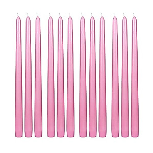 Zest Candle 12-Piece Taper Candles, 12-Inch, Pink