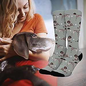 Subvise Funny German Shorthaired Pointer Dog Crew Socks,Personalized Pet Athletic Winter Socks for Men Women (German Shorthaired Pointer)