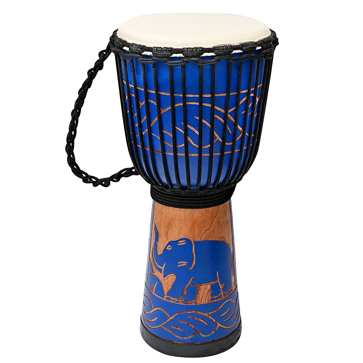 AIMEIS Djembe Drum,10" African Drum Carved of Mahogany Goatskin Hand Drums for Adults Beginner (Blue)