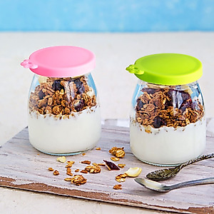 Irenare Yogurt Jar Lids Silicone Container Lids Sealed Against Leaks Reusable Replacement Jar Lids Compatible with Oui Yogurt Jar, 9 Colors (27)