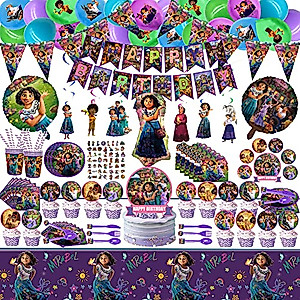 286 PCS Birthday Party Supplies for 20 Guests, Birthday Decorations included Happy Birthday Banner, Pennants, Balloons, Hanging Swirls, Invitation Cards, Tableware, Cake Toppers