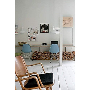 2xHome Eiffel Wire Legs and Armless Seat for Dining Room Blue Plastic Side Chair with Chrome Plated