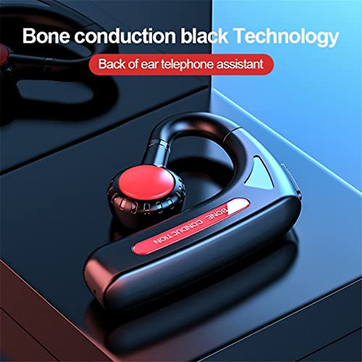 YODZ Bone Conduction Headphones Hanging Ear Wireless Sports Headset Bluetooth 5.1 HiFi Stereo Waterproof Sweatproof Earphones with Mic, for Fitness Cycling Driving,Black