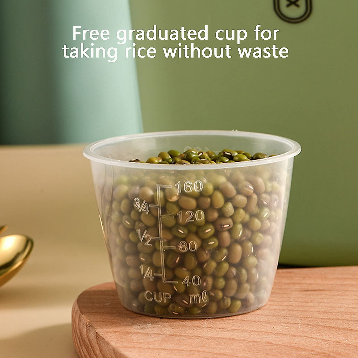 Food Storage Containers With Lids, Airtight Rice Dispenser, Large Capacity Storage Bins, BPA Free Plastic Sealed Holder Bin Dispenser, Pet Food Container, Rice Bucket for Cereal Grain Flour (green)