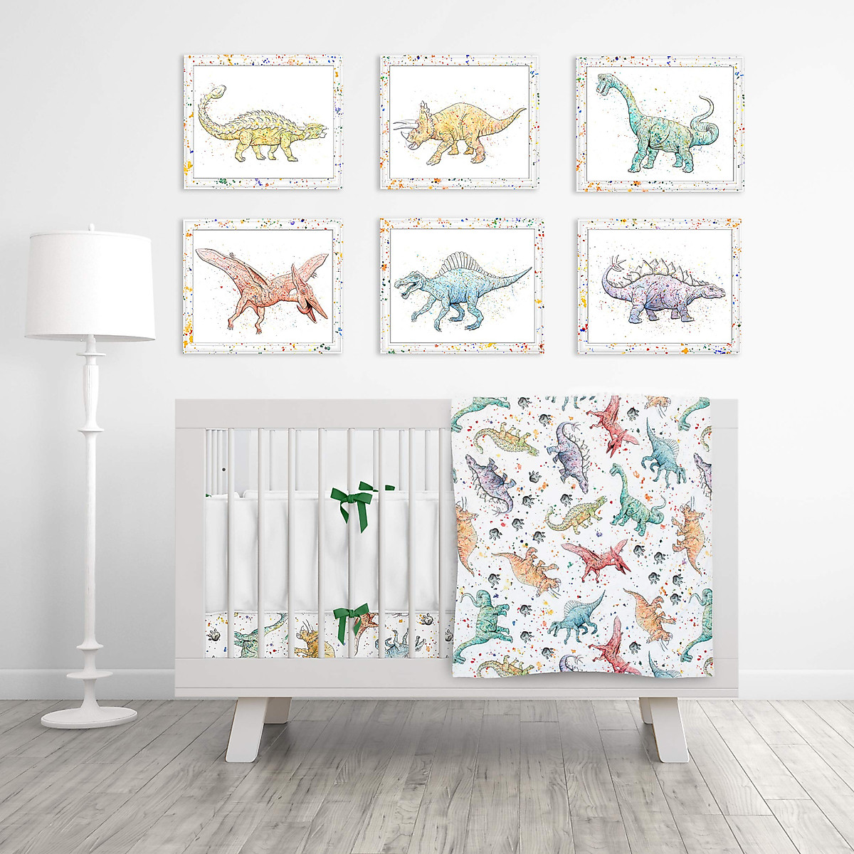 Jaxson's World Watercolor Dinosaur Theme Minky Blanket | Unique Baby Gift