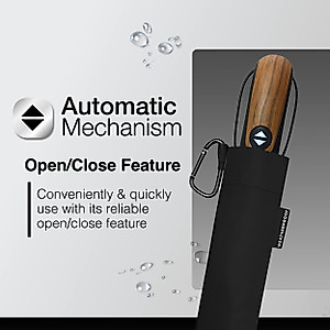 Weatherproof Deluxe Automatic Rain Umbrella, Compact, Lightweight, and Wind Resistant Folding Umbrella for Travel, Full 54 Inch Arc, Black