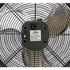 iLiving 18" Rechargeable Battery Operated Camping Floor Fan, High Velocity Portable Outdoor Fan with Metal Blade, With Built-in Lithium Battery for Whole Day Usage, 18 Inches, Military Green