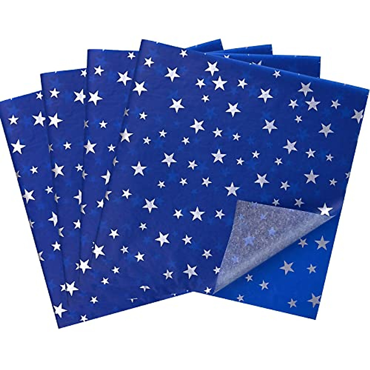 Bolsome 60 Sheets 20 * 20 Inches Silver Star Tissue Paper, Navy Blue Tissue Paper for Gift Wrapping for Birthday Baby Shower Patriotic Themed Party DIY Craft