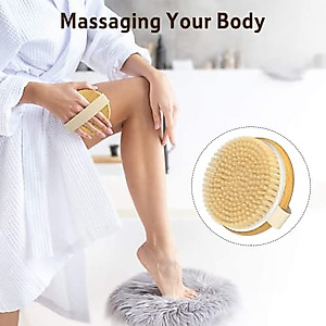 Metene 2 Pack Bamboo Dry Body Brushes, Shower Brush Wet and Dry Brushing, Dry Brush for Cellulite and Lymphatic, Body Scrubber with Soft and Stiff Bristles, Suitable for All Kinds of Skin