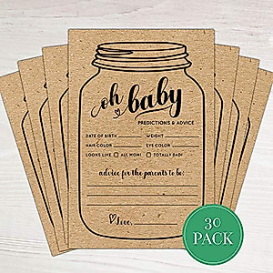 30 Pack Baby Shower Advice Cards- Kraft Advice and Prediction Cards for Gender Neutral Baby Shower Games