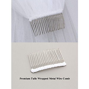 SAMKY 1T 1 Tier Double Row Wavy Pearl Crystal Edge Veil - Light Ivory Fingertip 36" V489