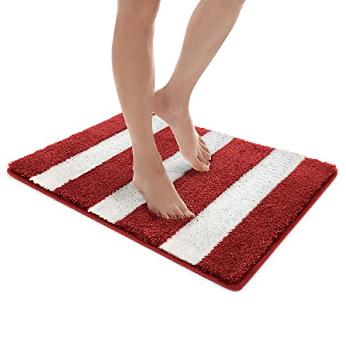MICRODRY Home Inspirations Collection Soft & Cozy Bath Mats for Bathroom, Memory Foam Bathroom Rugs with Skid Resistant Base, Ultra Absorbent Microfiber Bath Mat, 17x24, Small, Red