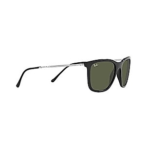 Ray-Ban Rb4344 Square Sunglasses, Black/Green, 56 mm