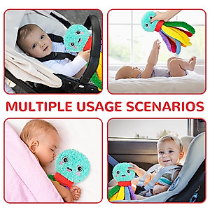 beetoy Infant Toy Baby Plush Toys, Baby Musical Toy with Octopus Shape, Stuffed Animal for Girl boys Infant, Sensory Toys for Babies Soft Toys with Crinkle & Textures, Tummy Time Toys