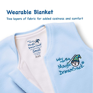 Baby Merlin's Magic Dream Sack - Microfleece Baby Wearable Blanket - Blue - Baby Sleep Sack 6-12 Months