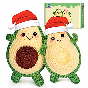 Crochetta Crochet Kit for Beginners, Beginner Crochet Starter Kit with Step-by-Step Video Tutorials, Learn to Crochet Kits for Adults Kids, DIY Knitting Supplies, Avocado Couple (40%+ Yarn)