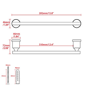 Alise Bath Towel Bars,Towel Holder Towel Racks for Bathroom Lavatory,16 Inch SUS304 Stainless Steel Hand Towel Hanger Wall Mount Towel Rail,Gold Finish GNM7003-G