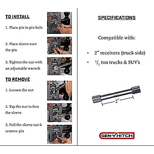 Iron Grip Anti-Rattle 5/8" x 2" Solid Shank Hitch Pin (Theft Deterrent): Works with 2" I.D. x 2.5" O.D. Receiver Hitch