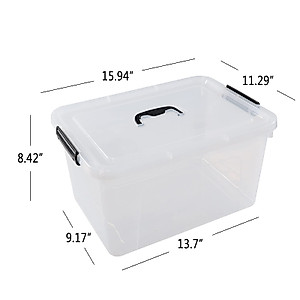 Tstorage 20-Quart Plastic Bins with Lid, Clear Plastic Boxes with Handles, 4-Pack