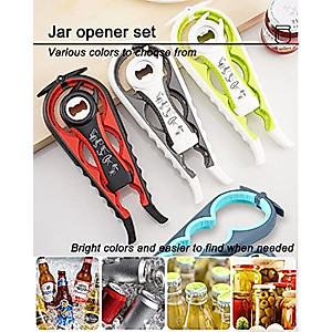 4 Pack Jar Opener for Weak Hands,Jar Opener for Seniors with Arthritis，with 5 in 1 Bottle Opener, 4 in 1 Can Opener, Jar Gripper Pad and Bottle Opener Keychain (White green)