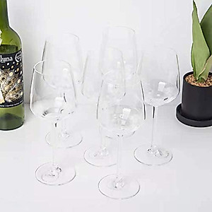 Classic14OZ Premium Quality Plastic Acrylic Stem Wine Glasses , Set of 6 -Clear, Dishwasher Safe, BPA Free (clear, 6)