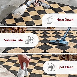 nuLOOM 7' x 9' Outdoor Performance Area Rug, Stain Resistant, Weather Resistant, High Traffic, Patio, Balcony, Outside, Sabina Dark Grey