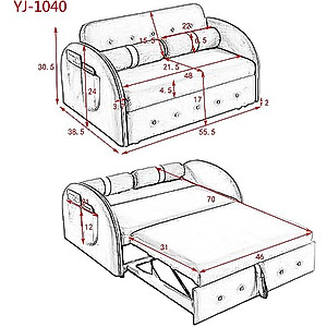 ERYE Modern Convertible Futon Sleeper Sofa with Pull Out Couch Bed, Functional Tufted Loveseat & Daybed for Home Office Apartment Studio Small Space Living Room Velvet Button Tufted Side Pockets