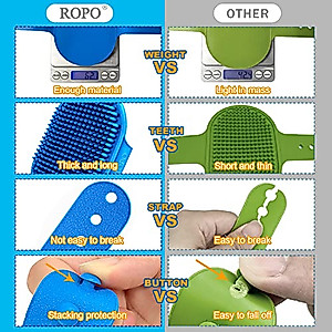 ROPO Dog Grooming Brush, Pet Shampoo Bath Brush Soothing Massage Rubber Comb with Adjustable Ring Handle for Long Short Haired Dogs and Cats 2pcs