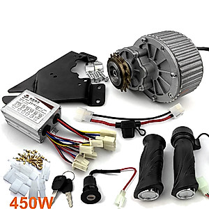 L-faster Freewheel 36V 450W Electric Bike DC Motor Electric Scooter Motor Electric Bicycle Conversion Kit Gear Reduction Motor DIY Ebike (24V 450W kit)