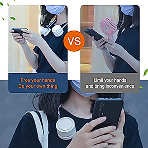 OBR KING Folding Portable Neck Fan, Electric Usb Rechargeable Hand Held Bladeless Pocket Fan, Mini Small Hanging Neck Fan Handheld For Walking/Outdoor/Travel/Office Use