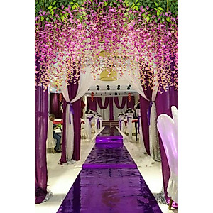 TINGE TIME 12Pcs Wisteria Hanging Flowers Garland Artificial Wisteria Vine Silk Hanging Flower for Home Garden Outdoor Ceremony Wedding Arch Floral Decor (Purple)