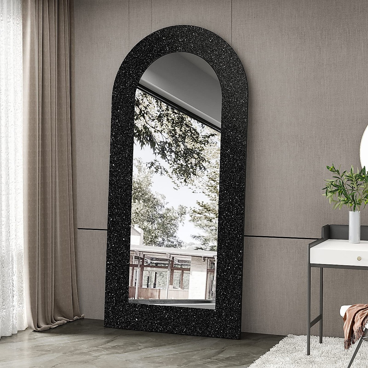 CRE8TIVE Black Glitter Wallpaper Border Peel and Stick Wall Border Sparkle Black Contact Paper Self Adhesive Removable Glitter Fabric Wallpaper Wall Borders for Girls Bedroom Dresser DIY Crafts 8"x80"