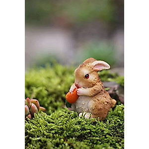 MUAMAX 3 PCs Miniature Bunnies Fairy Garden Accessories Rabbit Easter Bunnies Resin Ornaments Garden Bonsai Decoration Sculpture Statue Figurines for Lawn Potted Plants