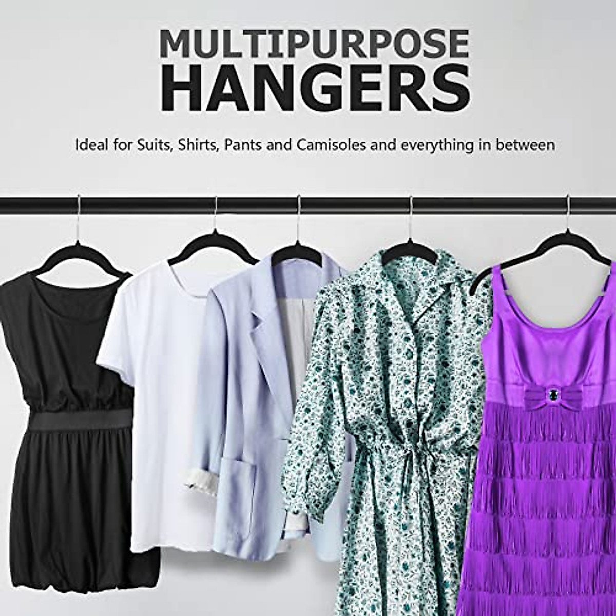 ATZJOY Velvet Shirt Hangers 30 Pack Non Slip Clothes Hangers Ultra Slim Space Saving Clothing Hangers for Coats, Suit, Shirt, Pants & Dress Clothes(Black)