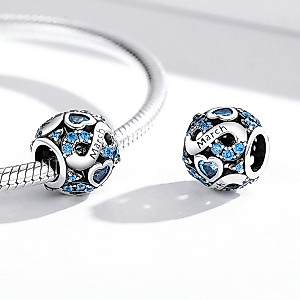 WOSTU March Birthstone Bead Charms for Charms Bracelets for Gifts for Mother Sister Daughter Women for Birthday Thanksgiving Christmas