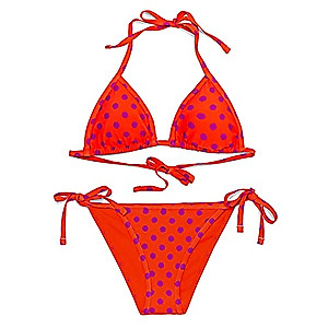 Smart & Sexy womens String Bikini Set, Bright Polka Dot Print, Medium US