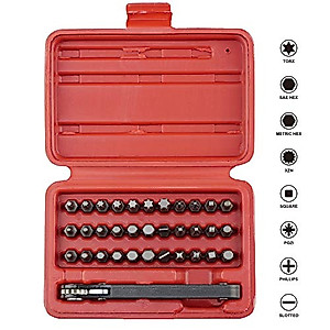 KAIFNT K402 Screwdriver Bit Set with Mini Ratchet Wrench, 1/4-Inch Drive, 34-Piece