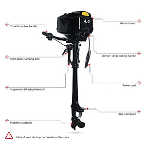 Electric Trolling Motor With 48V 1000W Thrust, Boat Fishing Motor w/Three-blade Propeller, Main Shaft Length & Angle Be Adjusted To Suit 2 Variable Speed Lower Noise For Kayak, Inflatable Fishing Boat