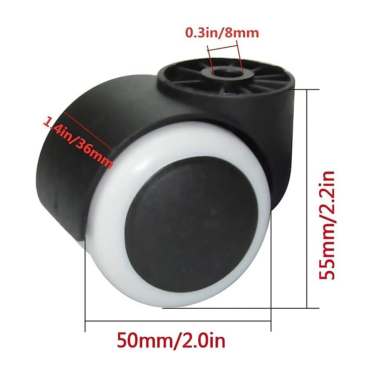 Office Chair Caster Wheels Set of 5 Office Chair Revolving Chair Casters Replacement Nylon Furniture Wheels Premium Computer Desk Castor Bearing Capacity 125KG / 276lbs (5) Colour Name:Plunger Stem He